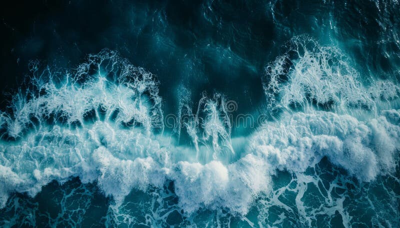 On the Beach Ocean Sea Water White Wave Splashing in the Deep Sea ...
