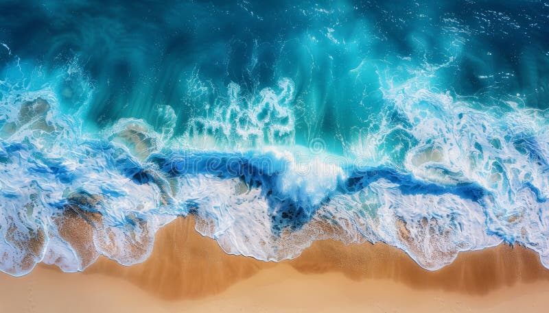 On the Beach Ocean Sea Water White Wave Splashing in the Deep Sea ...