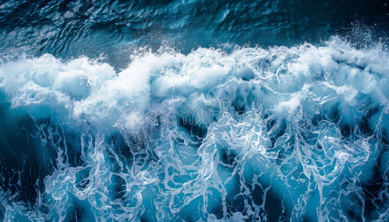 On the Beach Ocean Sea Water White Wave Splashing in the Deep Sea ...