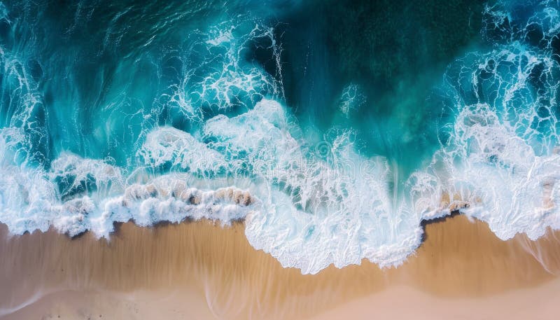 On the Beach Ocean Sea Water White Wave Splashing in the Deep Sea ...