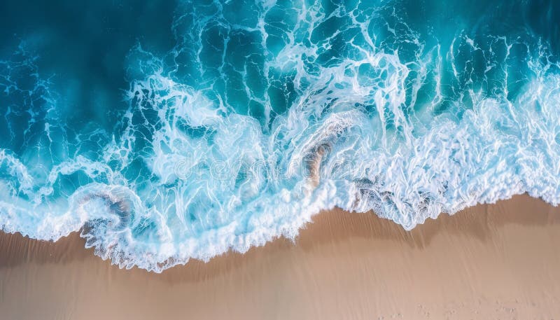 On the Beach Ocean Sea Water White Wave Splashing in the Deep Sea ...