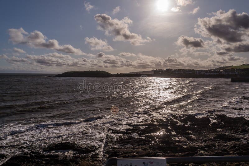 Beach and ocean in Wales. stock photo. Image of wales - 163200134