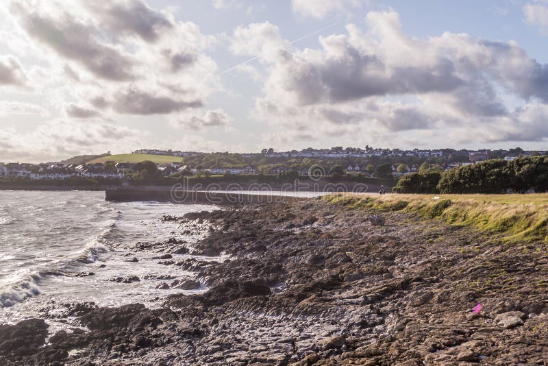Beach and ocean in Wales. stock image. Image of ocean - 163200139