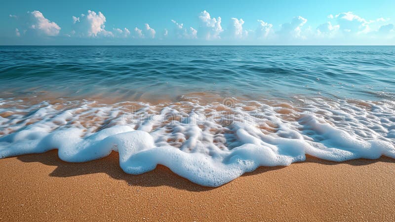 Beach and ocean wave stock illustration. Illustration of shore - 303562642