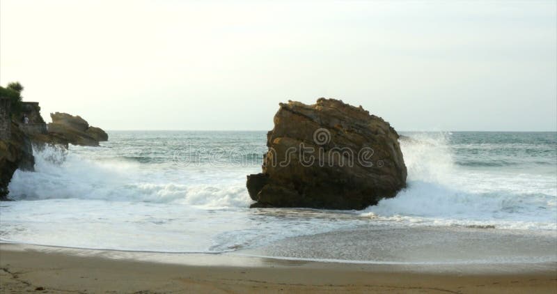 Beach and Ocean Waves with Rocks Stock Video - Video of landscape ...