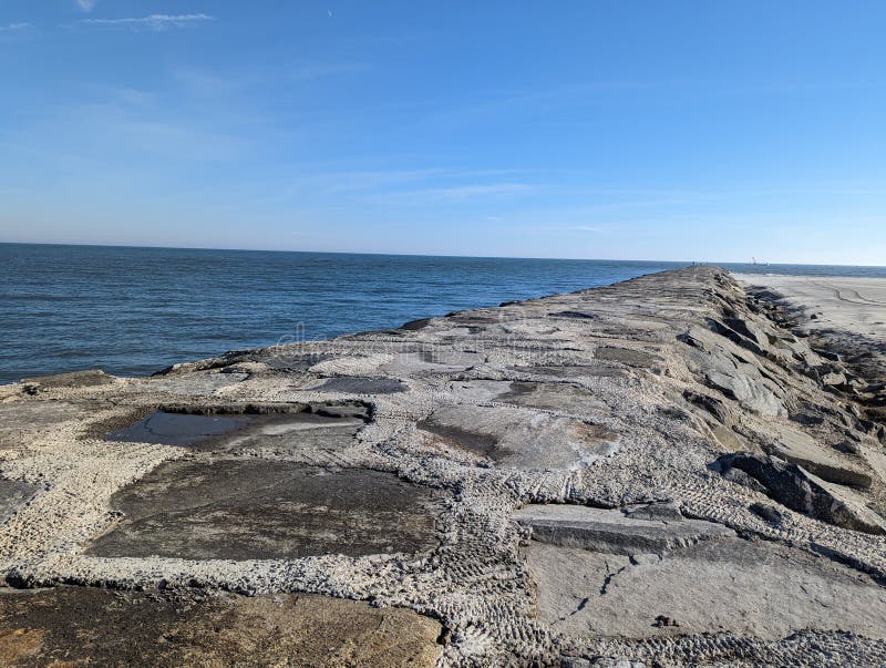 Beach Ocean Waves Shore Rocks Water Sunny Sky Blue Sandy Stock Photo ...