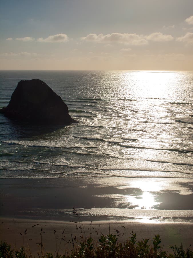 Beach on the Oregon Coast Overlook at Sundown Stock Image - Image of ...