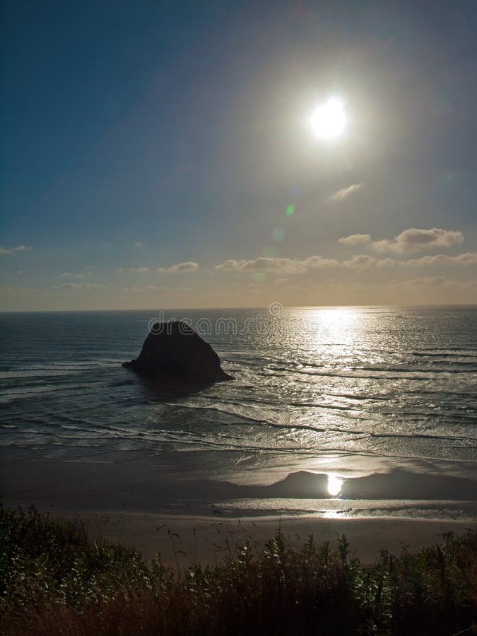Beach on the Oregon Coast Overlook at Sundown Stock Image - Image of ...