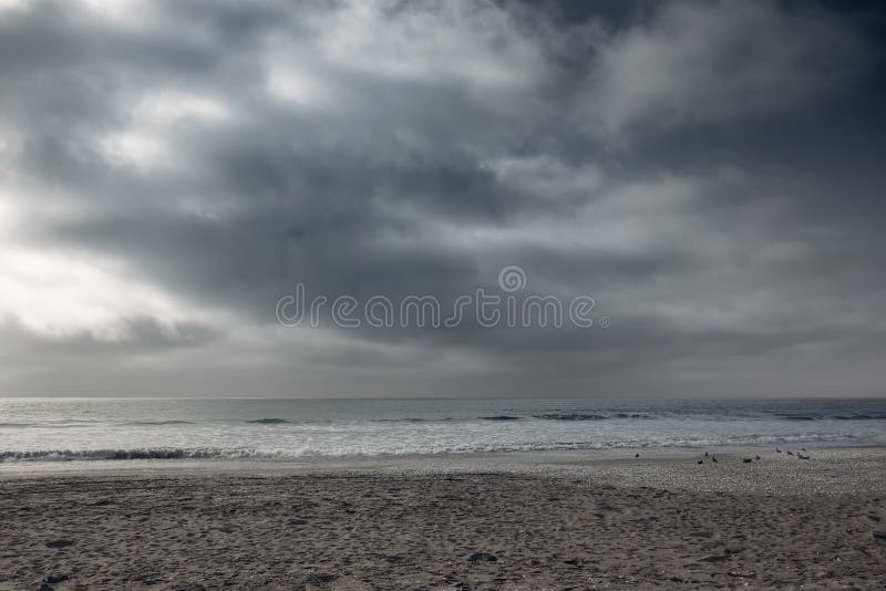 Beach of the Pacific Ocean during Dull Weather Stock Image - Image of ...