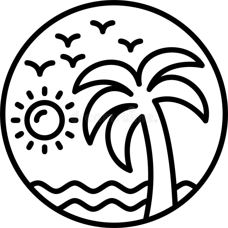 Beach Painting Outline Vector Icon Stock Vector - Illustration of hobby ...