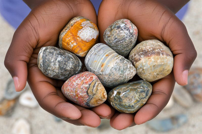 By the Beach, a Pair of Hands with a Deep Tan Proudly Exhibits an ...