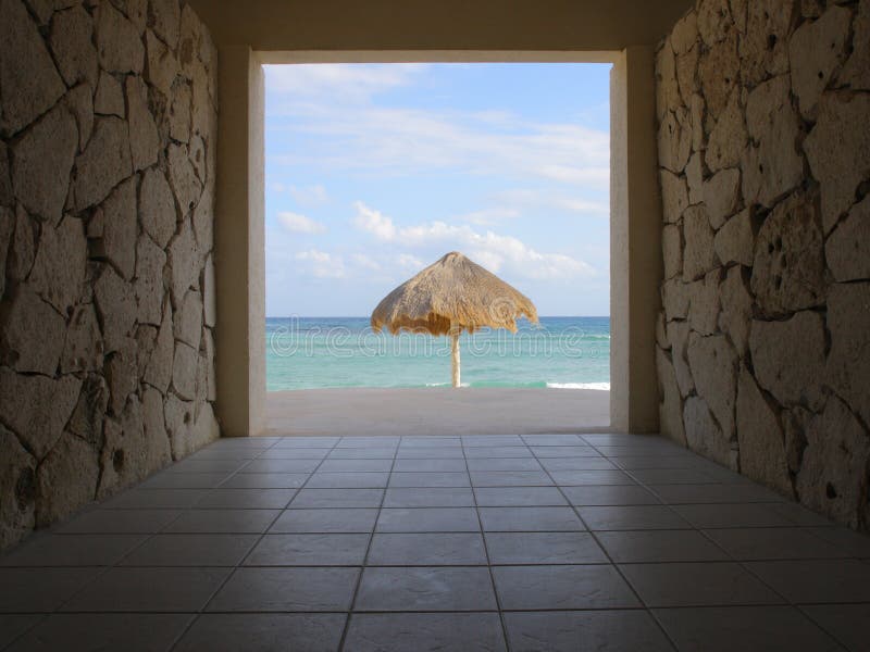 Beach palapa frame stock image. Image of relaxation, object - 12621663