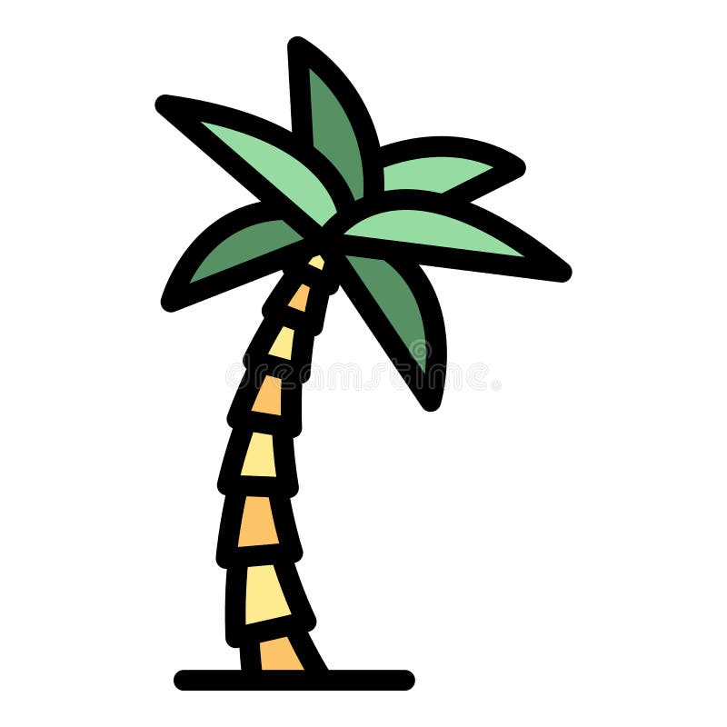Beach Palm Tree Icon Color Outline Vector Stock Vector - Illustration ...