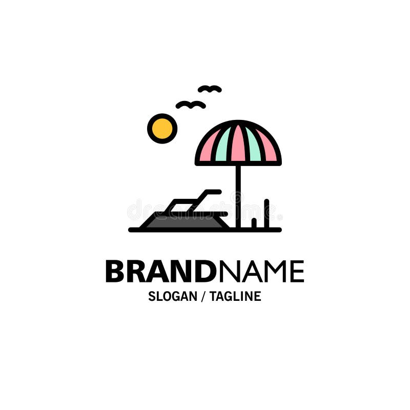 Beach, Palm, Tree, Spring Business Logo Template. Flat Color Stock ...