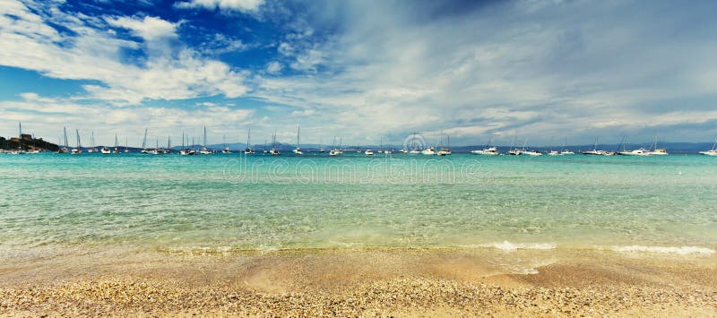 Beach panorama stock image. Image of angle, wide, tranquil - 38619807