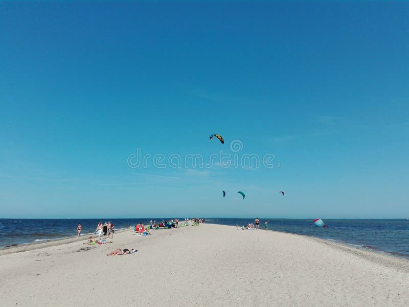 Beach and parachutes editorial photo. Image of clear - 122097146