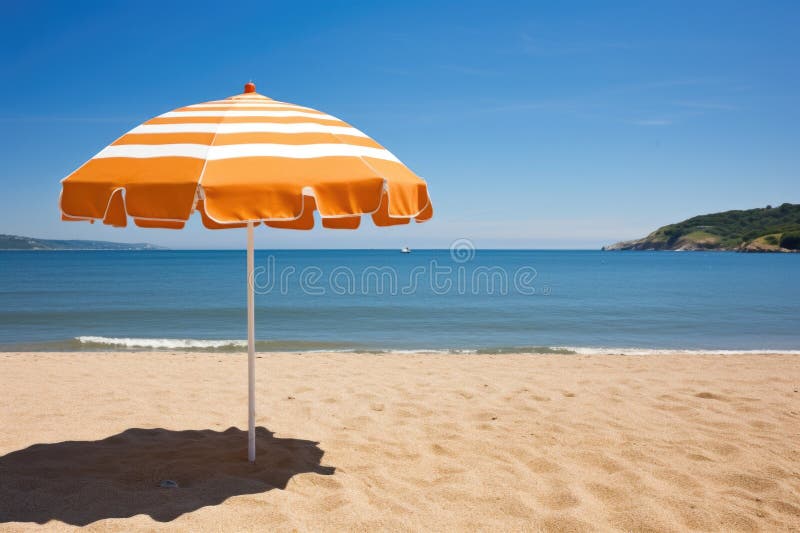Beach Parasol on Sunny Coastline Stock Image - Image of beach, leisure ...