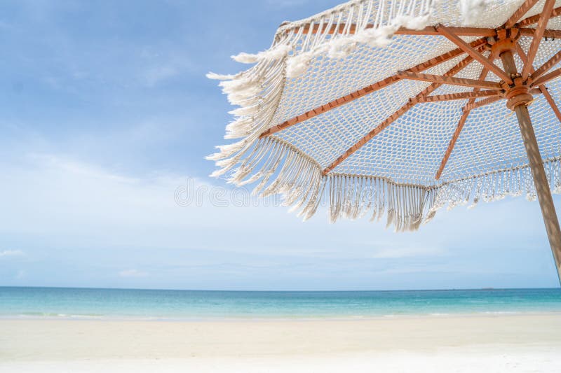 Beach Parasol on a Sunny Day Stock Image - Image of tropical, chair ...