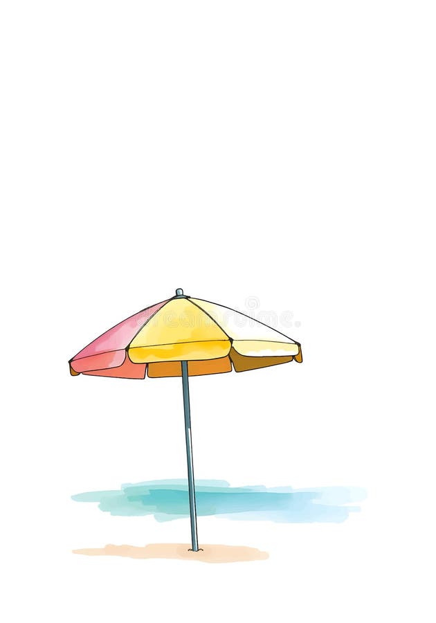 Beach Parasol in Watercolour Technique. Vector Illustration. Stock ...