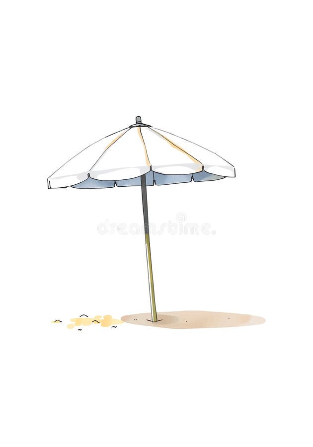 Beach Parasol in Watercolour Technique. Vector Illustration. Stock ...
