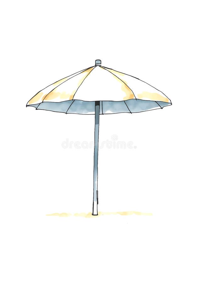 Beach Parasol in Watercolour Technique. Vector Illustration. Stock ...