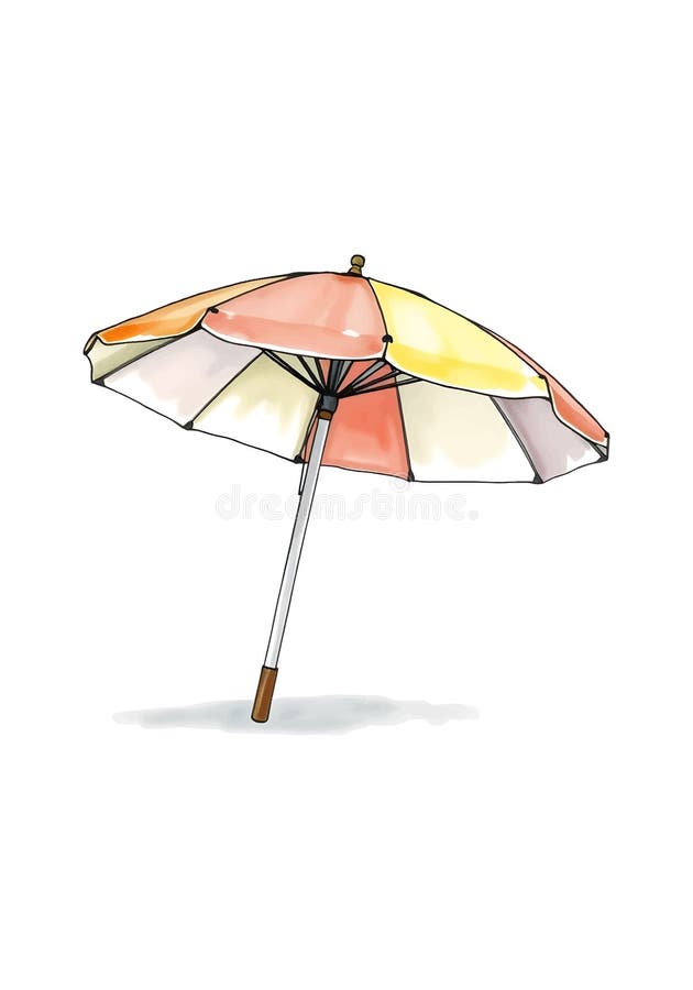 Beach Parasol in Watercolour Technique. Vector Illustration. Stock ...