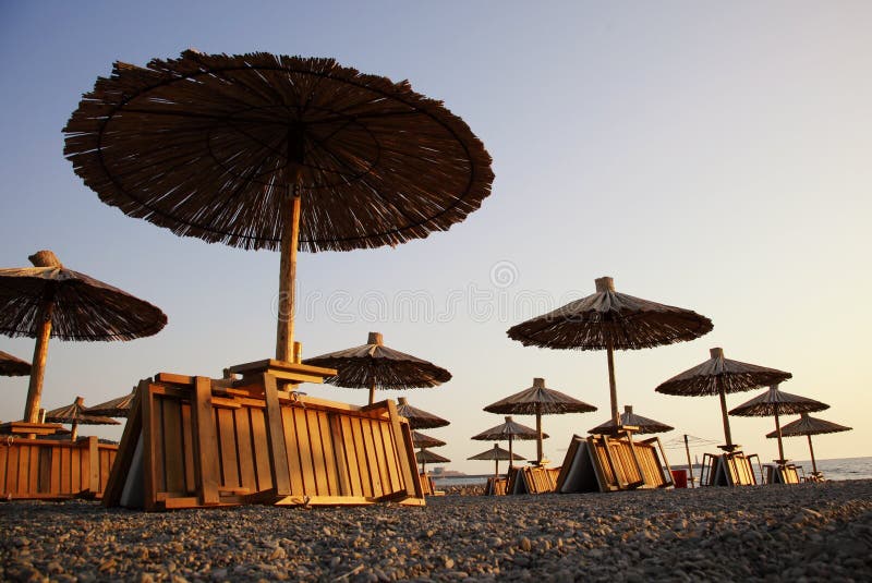 Beach parasols stock photo. Image of seacoast, lounger - 26728286