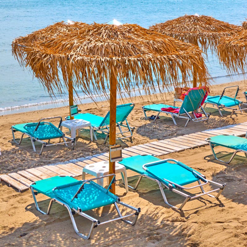 Beach with parasols stock image. Image of colorful, parasol - 163962131