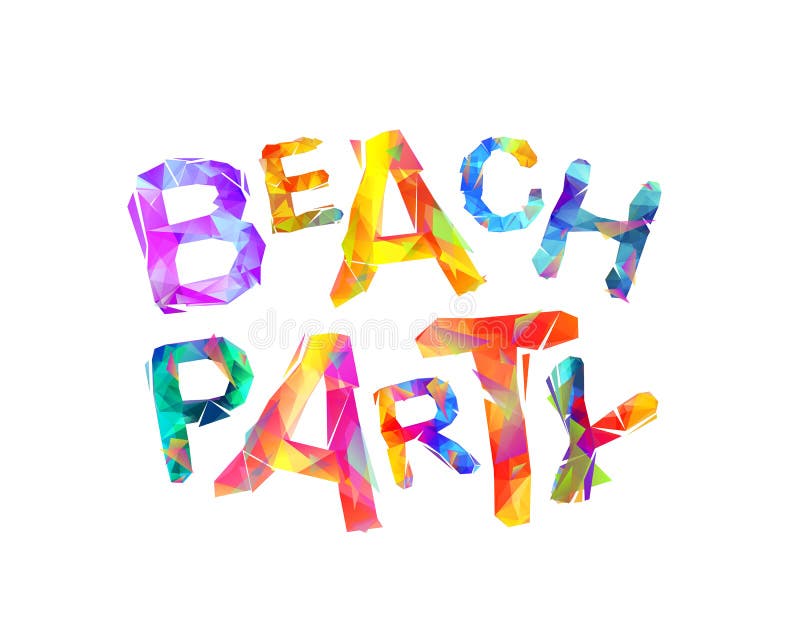 Beach Party Colorful Triangularletters Stock Vector Illustration Of