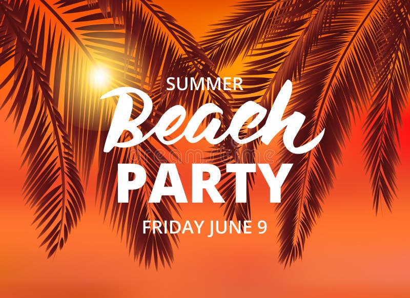 Beach Party Poster Template with Typographic Elements Stock Vector ...
