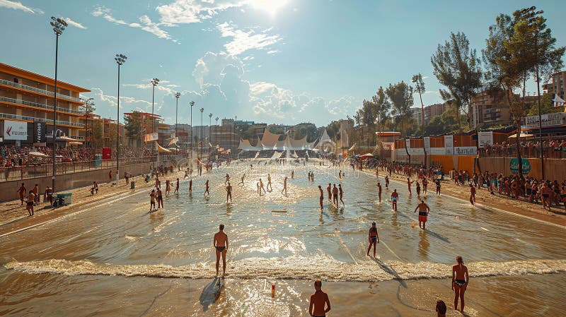 A Vibrant Beach Party Scene Stock Illustration - Illustration of ...