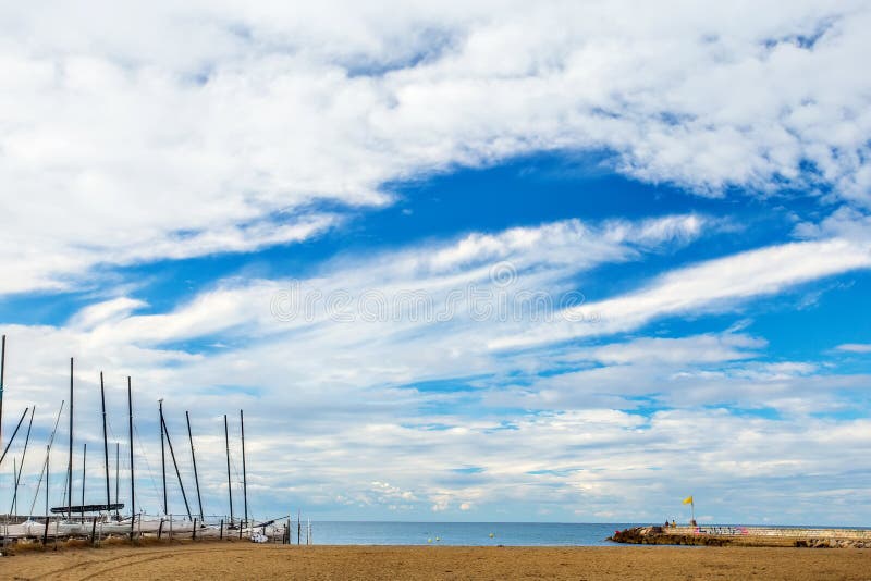 Beach from Passeig De La Ribera Sitges, Spain Stock Photo - Image of ...