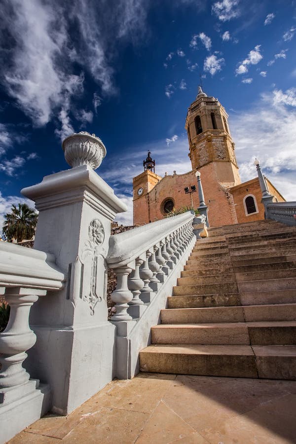 Beach from Passeig De La Ribera Sitges, Spain Stock Image - Image of ...