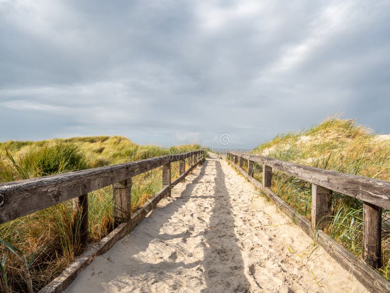Beach Path with Bridge at the North Sea Stock Image - Image of coast ...
