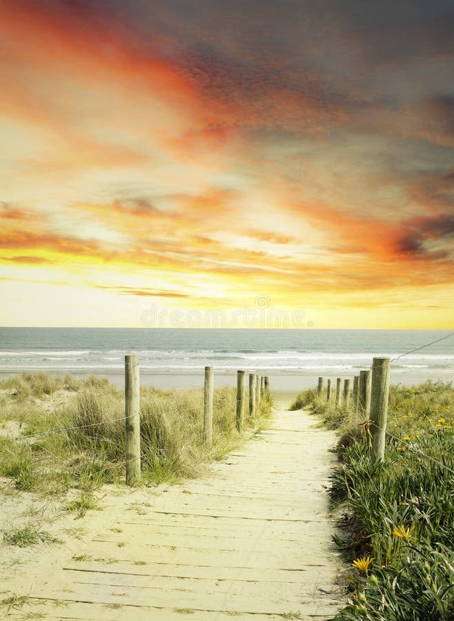 Beach path view stock photo. Image of clouds, seashore - 120911872