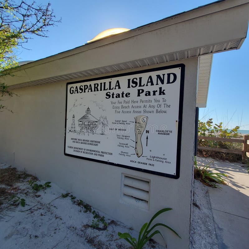 Gasparilla Beach State Park Sign at Boca Grande Florida Editorial Photo ...
