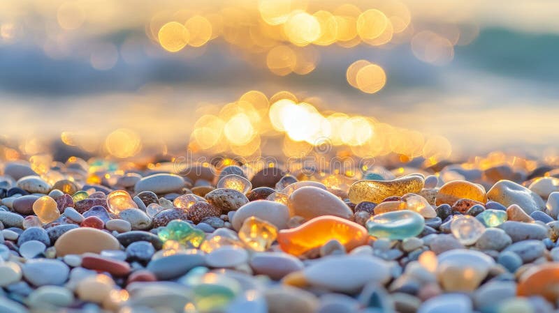 Beach Pebbles of Different Shapes and Sizes on a Colorful Background ...