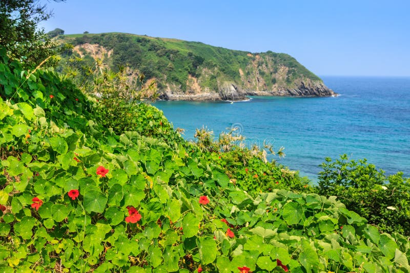 Beach of Pechon, Cantabria, Spain Stock Image - Image of cliff, broken ...