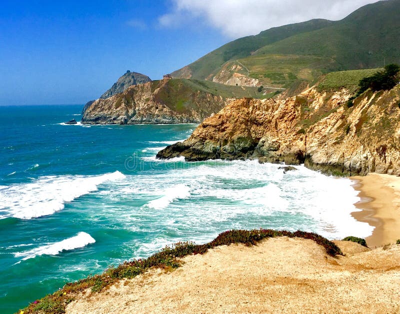 Beach at Pescadera, CA stock image. Image of mountain - 95133921