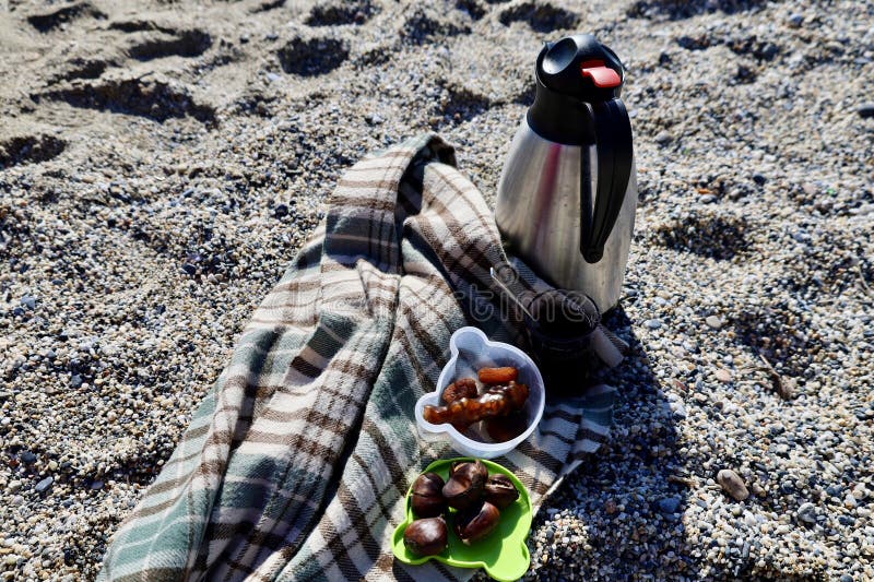 Beach picnic thermos stock photo. Image of holiday, cookie - 353992050