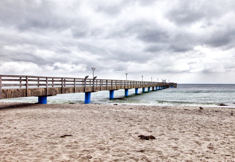 A Beach with a Pier and on Baltic Sea in Germany Stock Photo - Image of ...