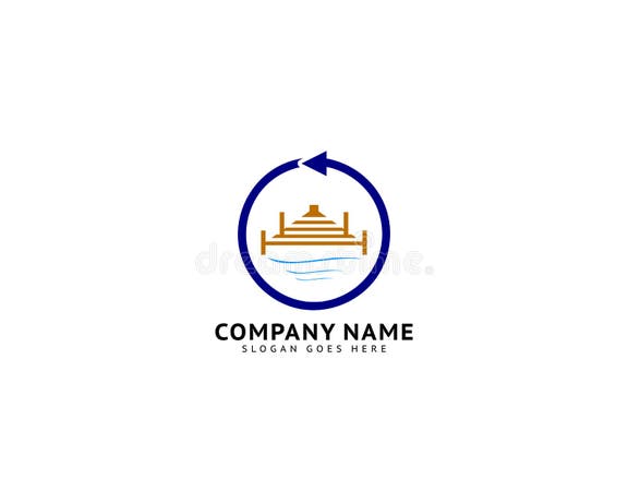 Beach Pier Dock Logo Design Vector Stock Vector - Illustration of ...