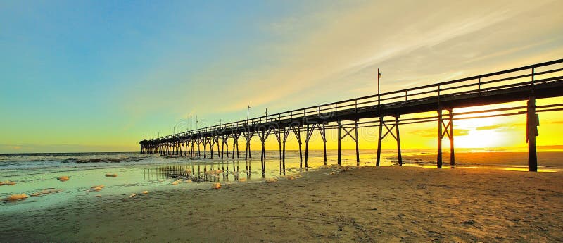 Pier stock photo. Image of skies, waves, beach, morning - 73010492