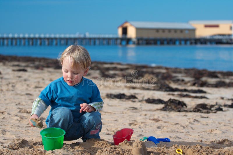 Beach play. stock image. Image of pier, castles, sand - 6284195