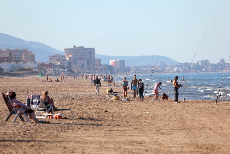 Beach in Playa De Oliva, Spain Editorial Image - Image of sandy, blanca ...