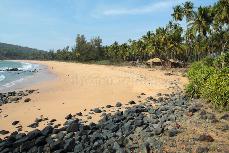 Polem beach Goa stock image. Image of beach, trees, shining - 132333109