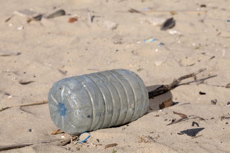 Beach Pollution - Plastic Bottle Stock Image - Image of released ...