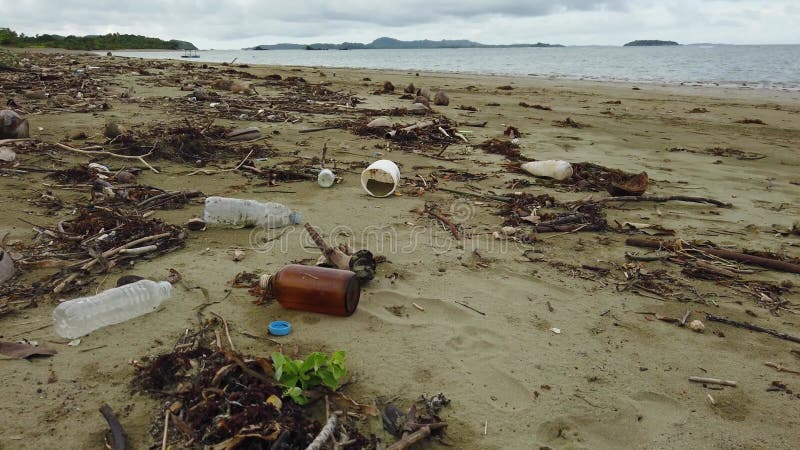 Beach Pollution and Plastic Bottles and Other Garbage on Sea Beach Stock Footage - Video of ...