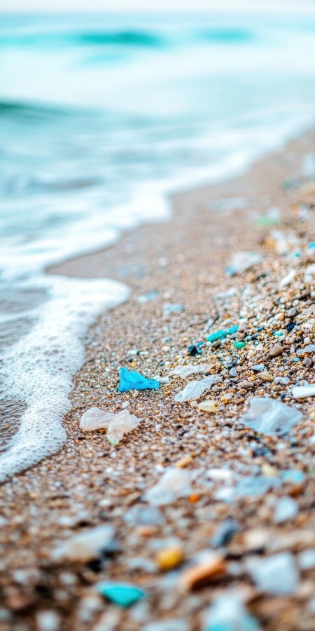 Beach Pollution with Plastic Debris Along the Shoreline Stock ...