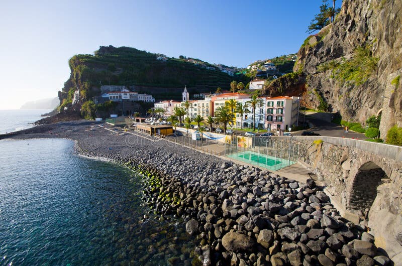 Beach in Ponta Do Sol, Madeira, Portugal Stock Image - Image of summer ...
